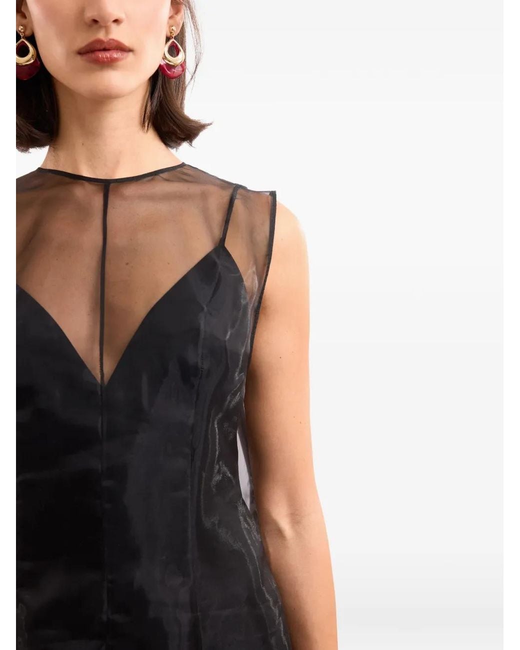 Gemy Maalouf Sheer Organza Midi Dress in Black | Lyst UK