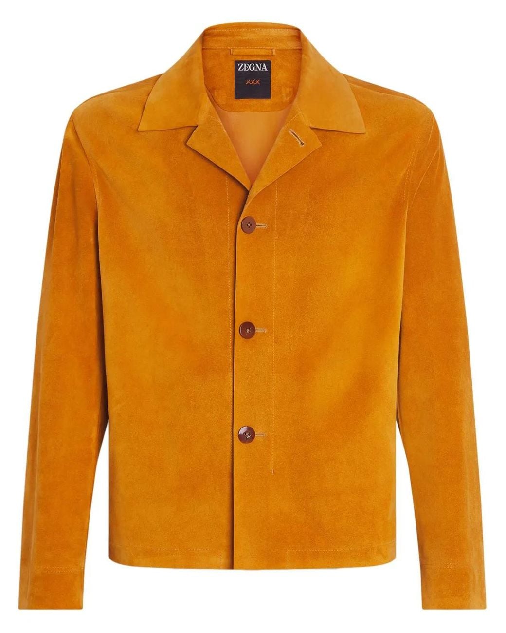 ZEGNA Button-Up Suede Jacket in Orange for Men | Lyst
