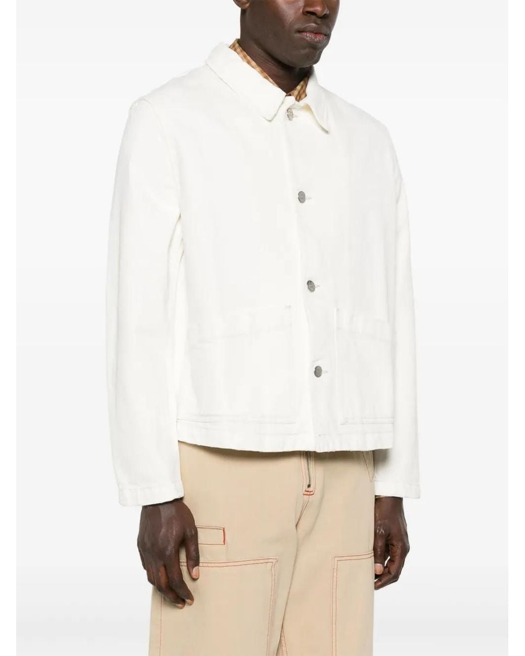 sunflower Denim Shirt Jacket in White for Men | Lyst