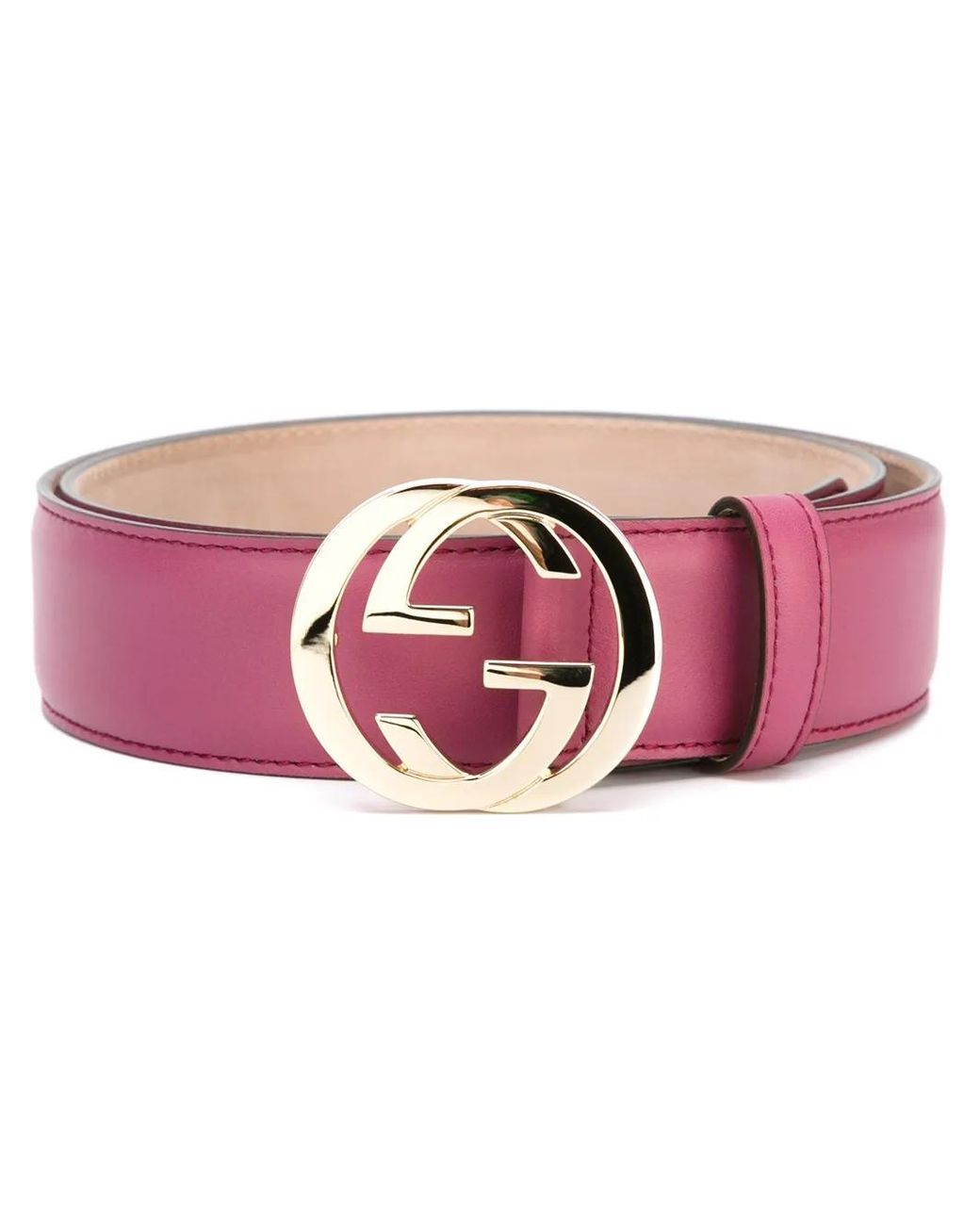 Gucci 'Interlocking G' Buckle Belt in Pink | Lyst UK