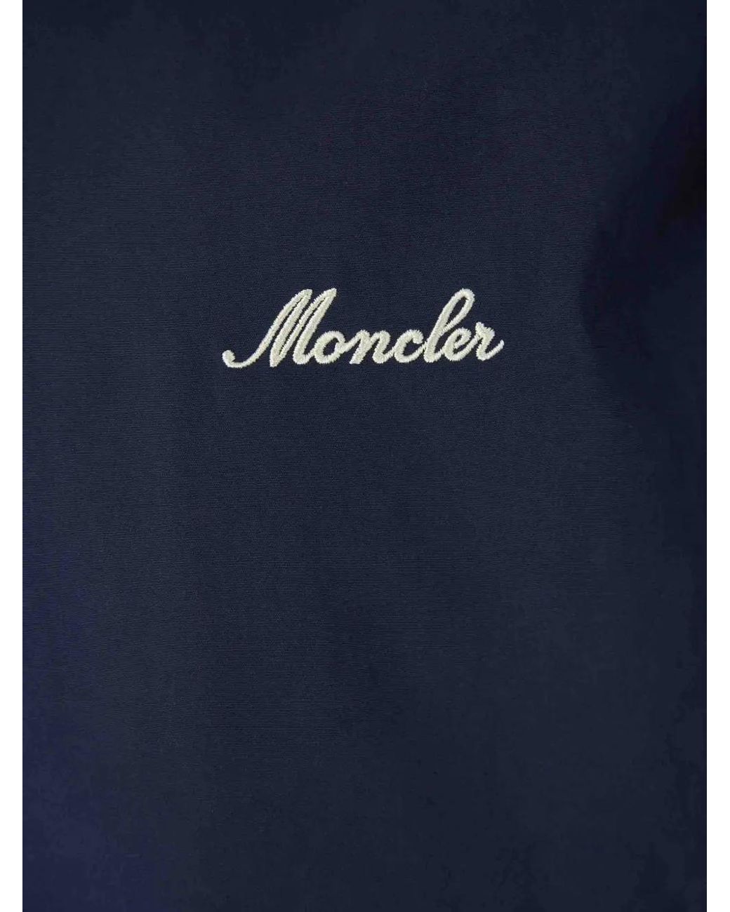 Moncler Arinell Embroidered-Logo Jacket in Blue for Men | Lyst UK