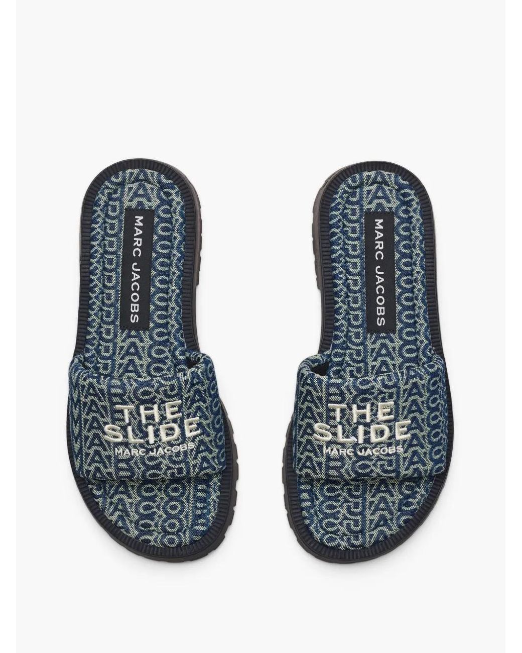 Marc Jacobs The Slide Monogram Denim Sandals in Blue | Lyst