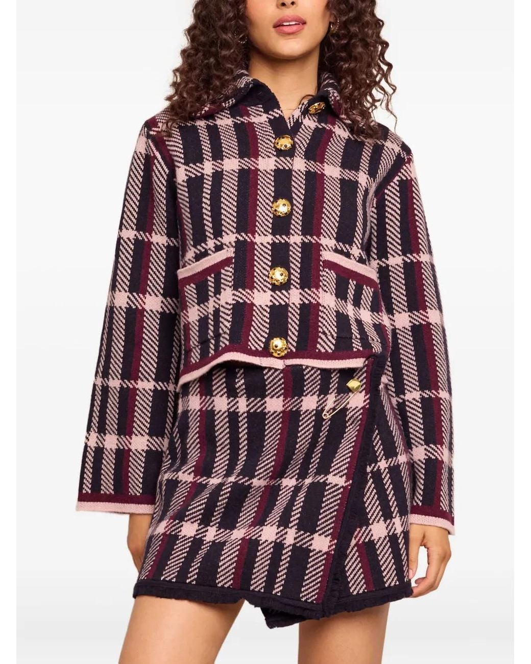 Cara Cara Delilah Plaid-Check Cardigan in Blue | Lyst