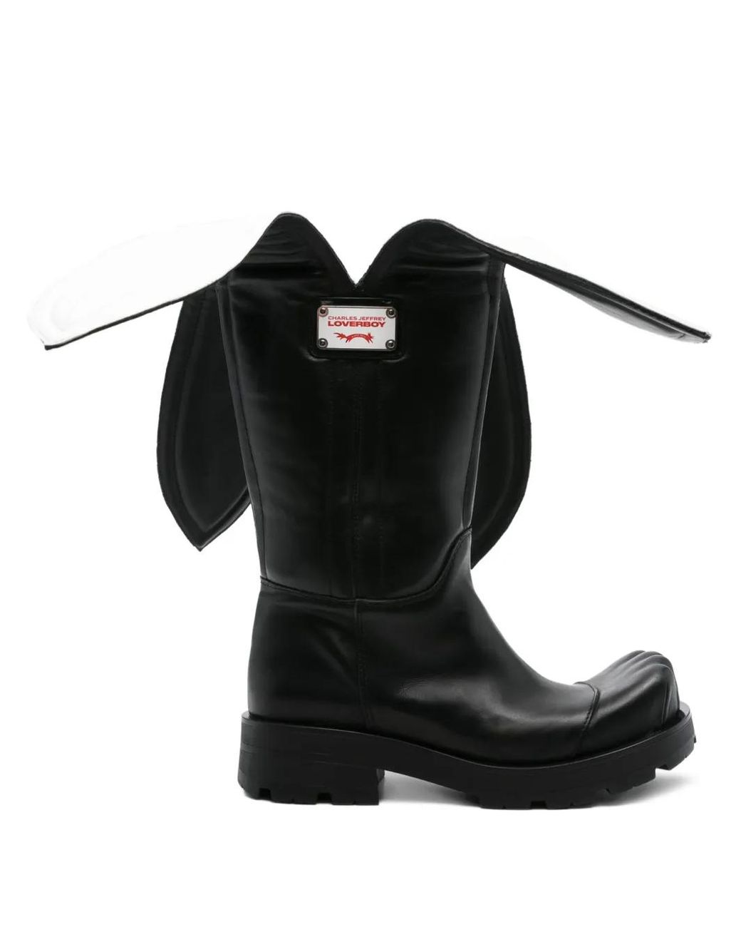 Charles Jeffrey 45Mm Leather Flap Boots in Black | Lyst UK