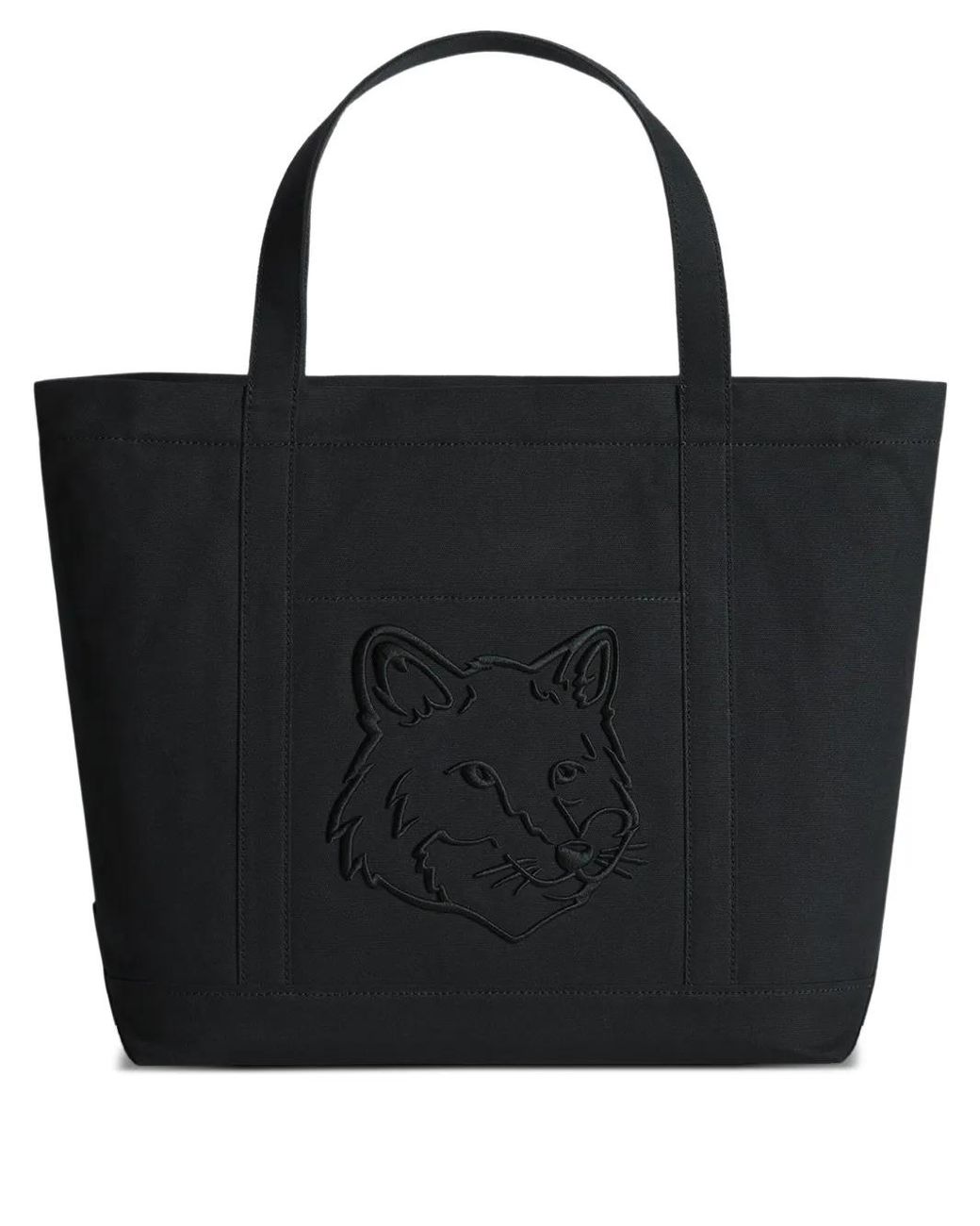 Maison Kitsuné Large Fox Head Tote Bag in Black | Lyst