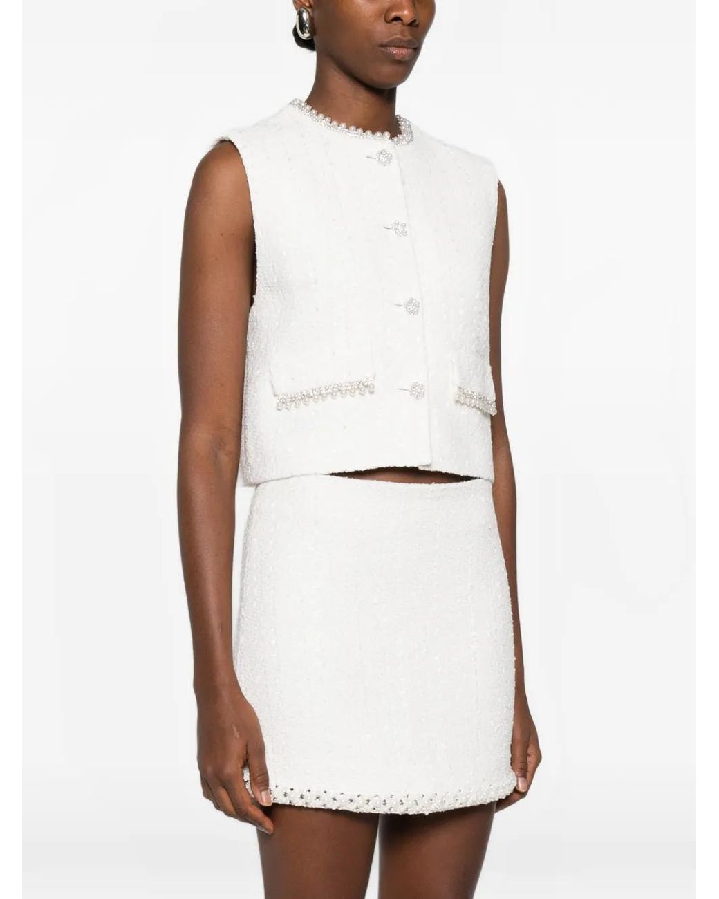 Maje Crystal-Embellished Vest in White | Lyst