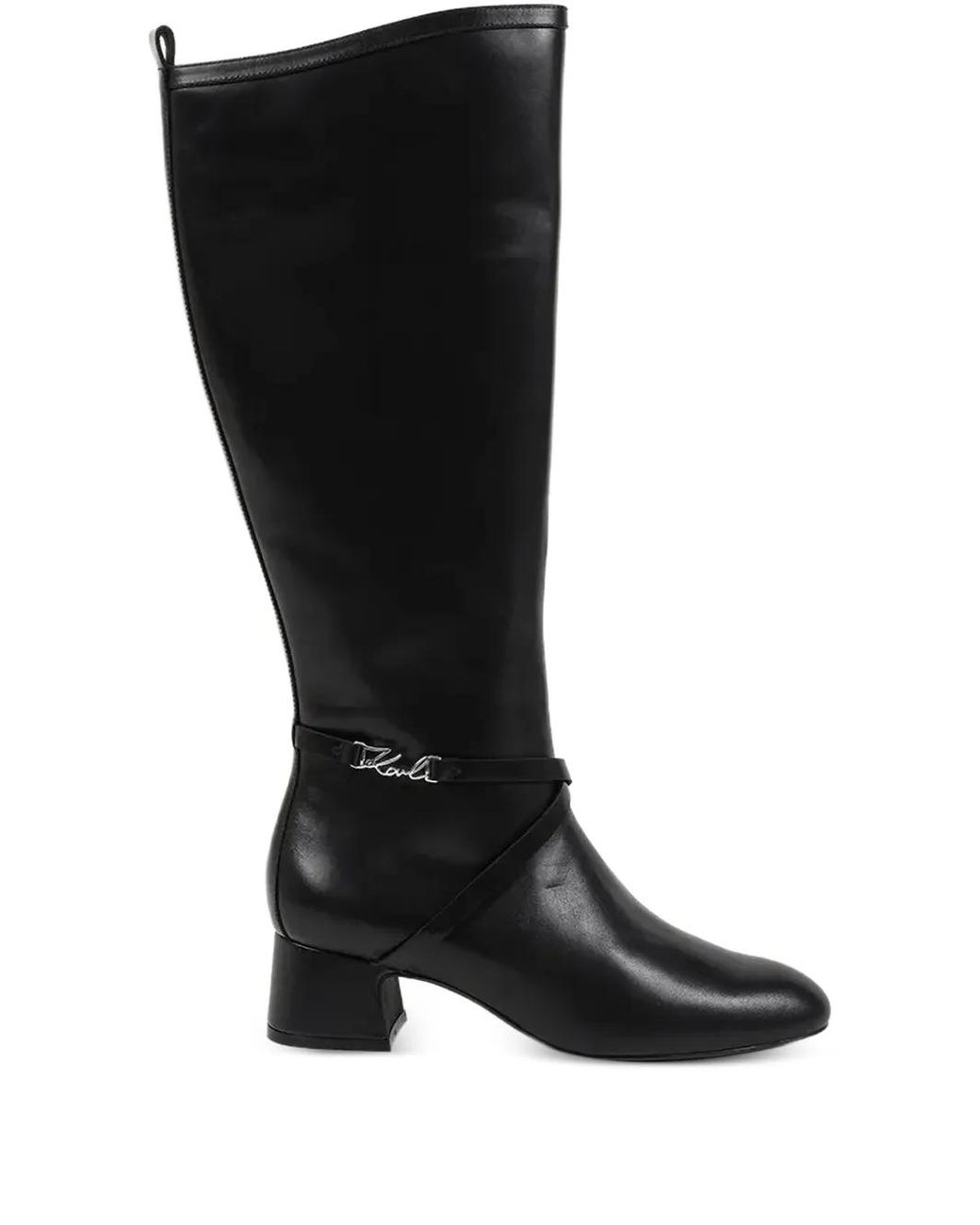 KARL LAGERFELD Bonnie Logo-Strap Boots in Black | Lyst
