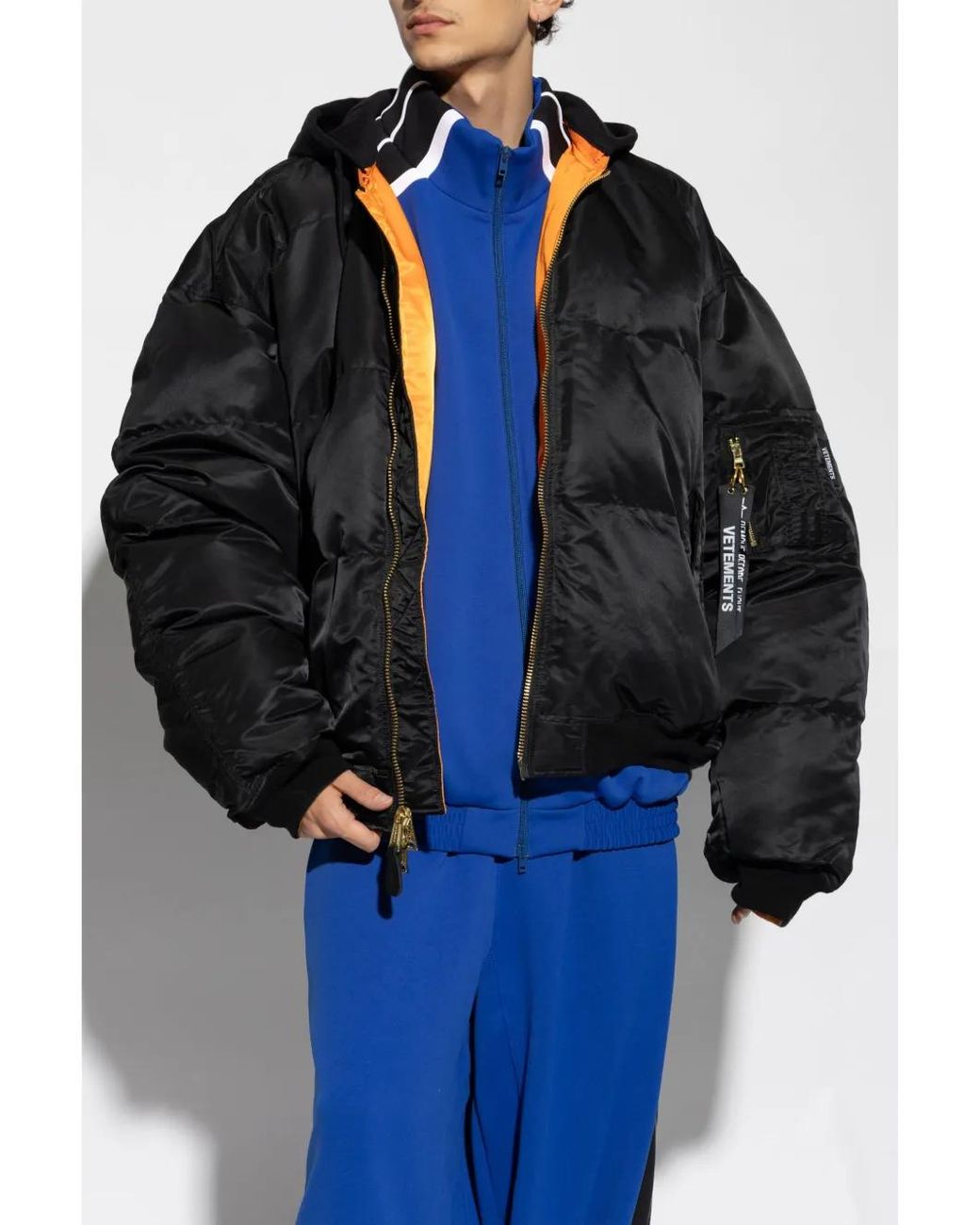 Vetements Quilted Hooded Bomber Jacket in Black for Men | Lyst