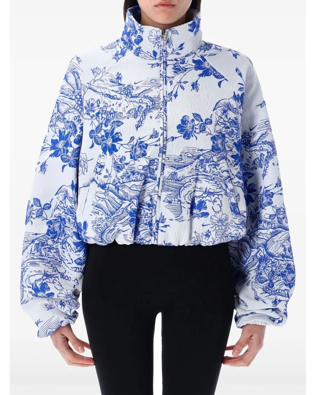 Nike Floral-Print Jacket in Blue | Lyst