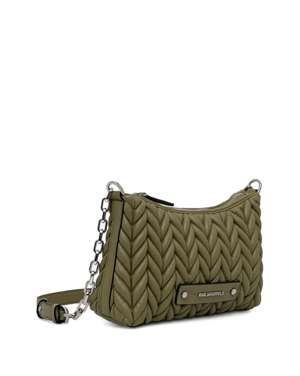 KARL LAGERFELD Quilted Logo-Plaque Cross Body Bag in Green | Lyst