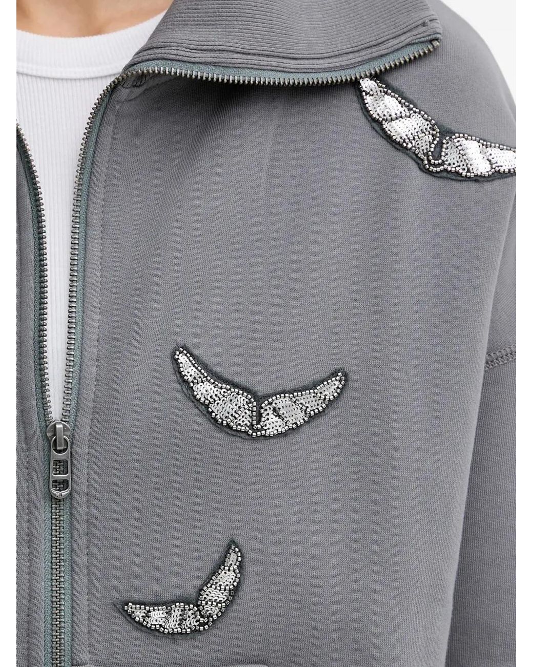 Zadig & Voltaire Zip Track Jacket in Grey | Lyst UK