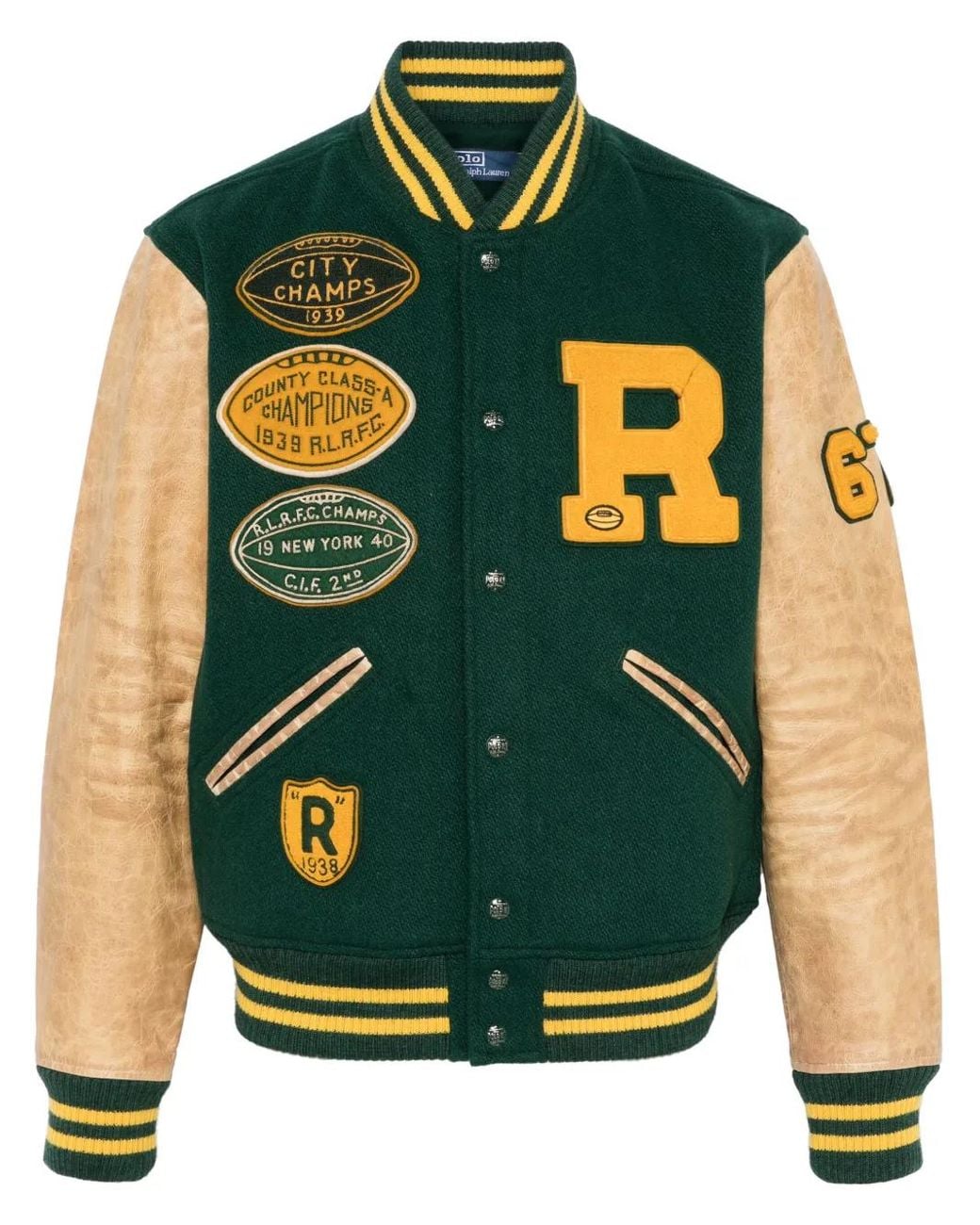 Polo Ralph Lauren The Iconic Letterman Varsity Jacket in Green for Men ...