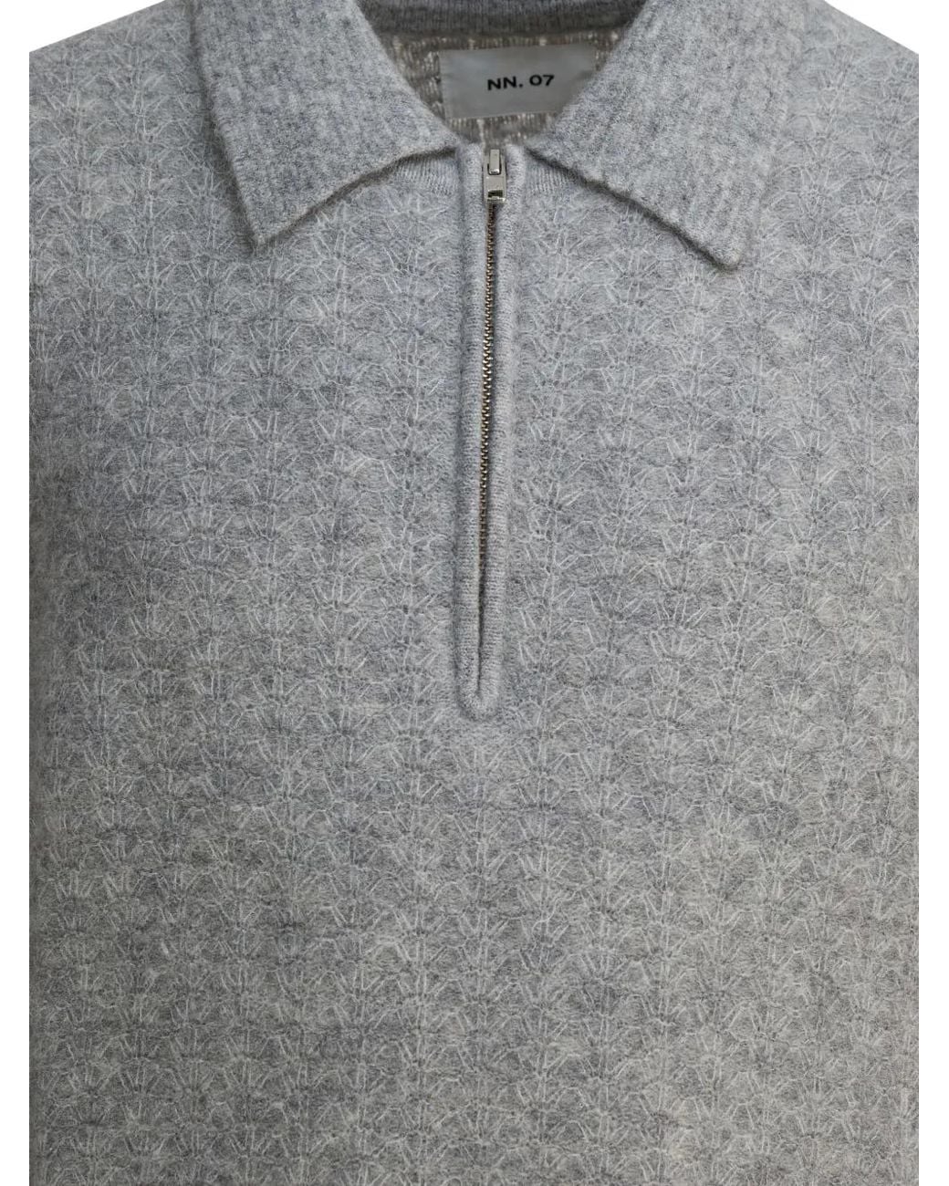 NN07 Alfie Zip-textured Polo Shirt in Gray for Men | Lyst