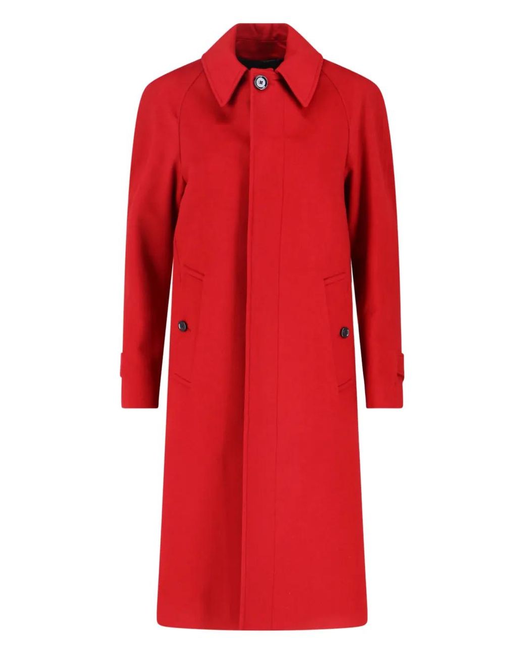 Lardini Buttoned Cashmere Coat in Red | Lyst UK