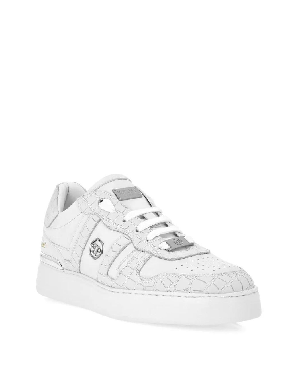 Philipp Plein Cocco Nubuck Leather Sneakers in White | Lyst