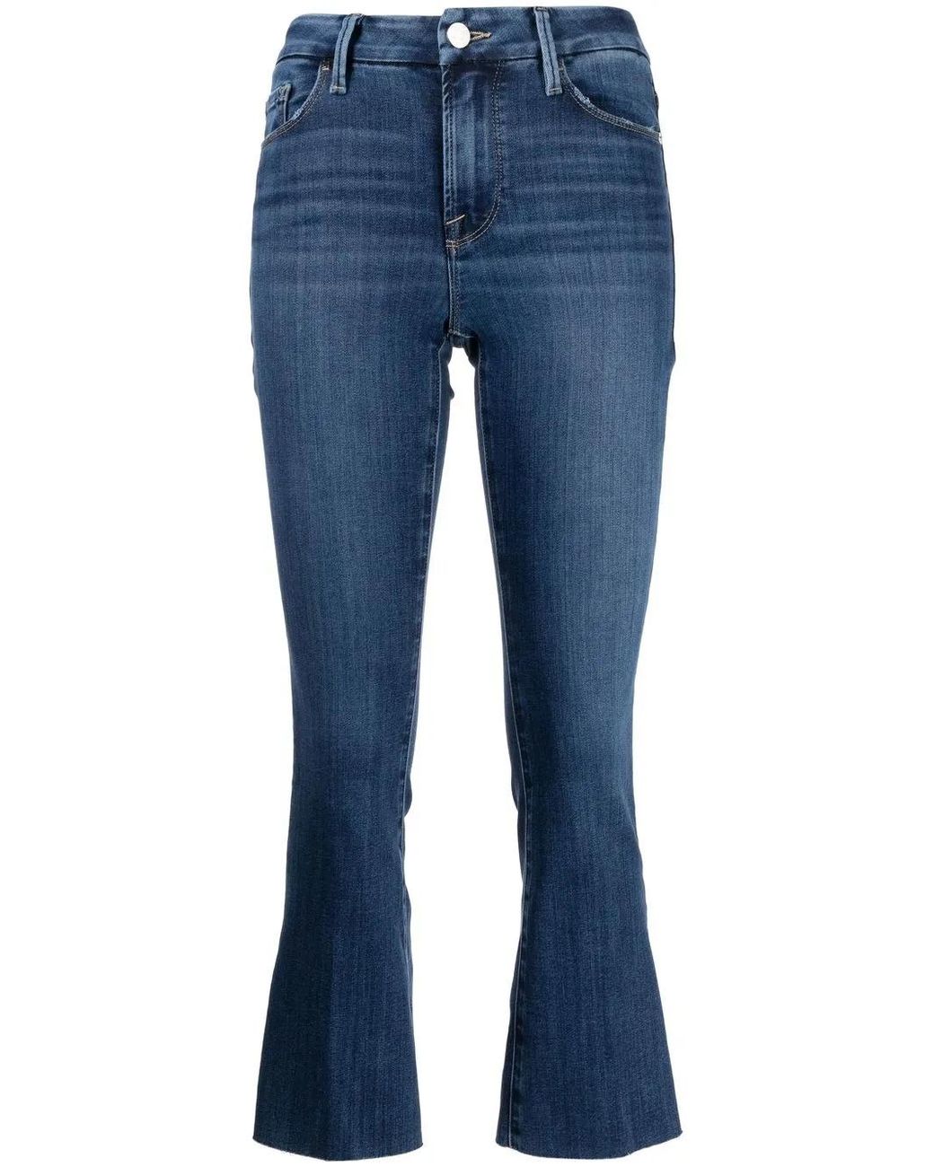 FRAME Le Crop Mid-Rise Cropped Jeans in Blue | Lyst