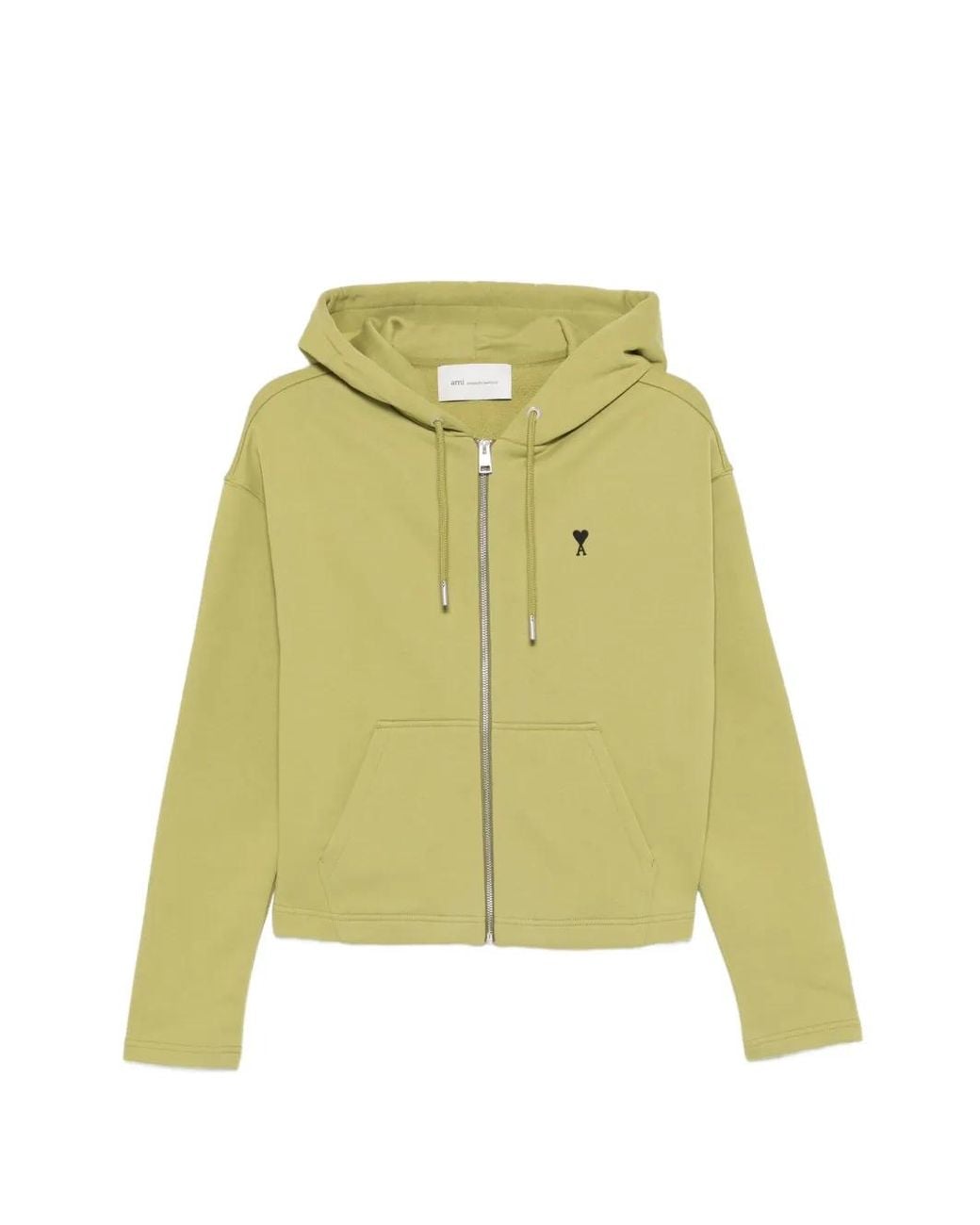 Ami Paris Ami De Coeur Zip-Up Hoodie in Green | Lyst UK