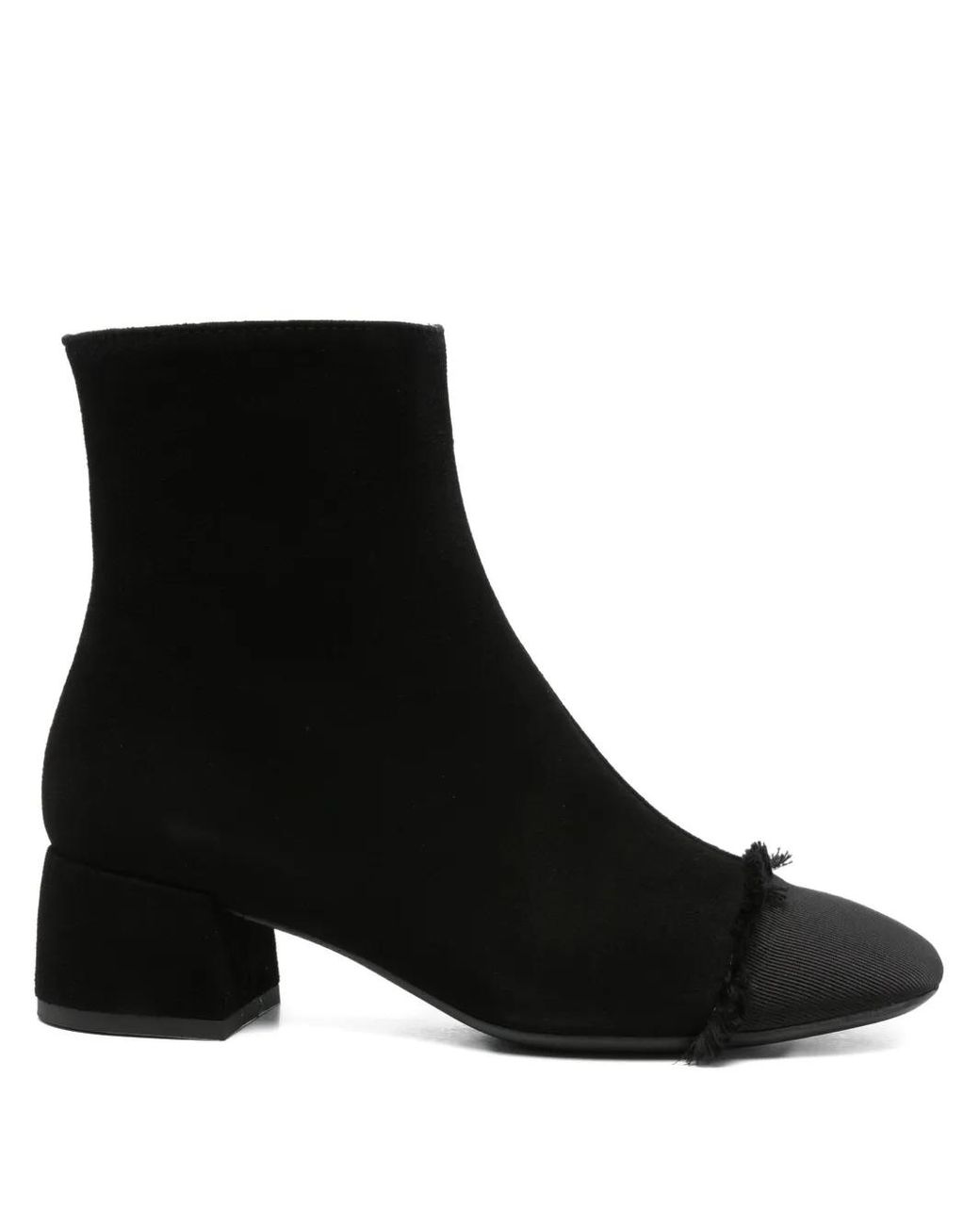 Roberto Festa 40Mm Frayed-Detail Block-Heel Ankle Boots in Black | Lyst