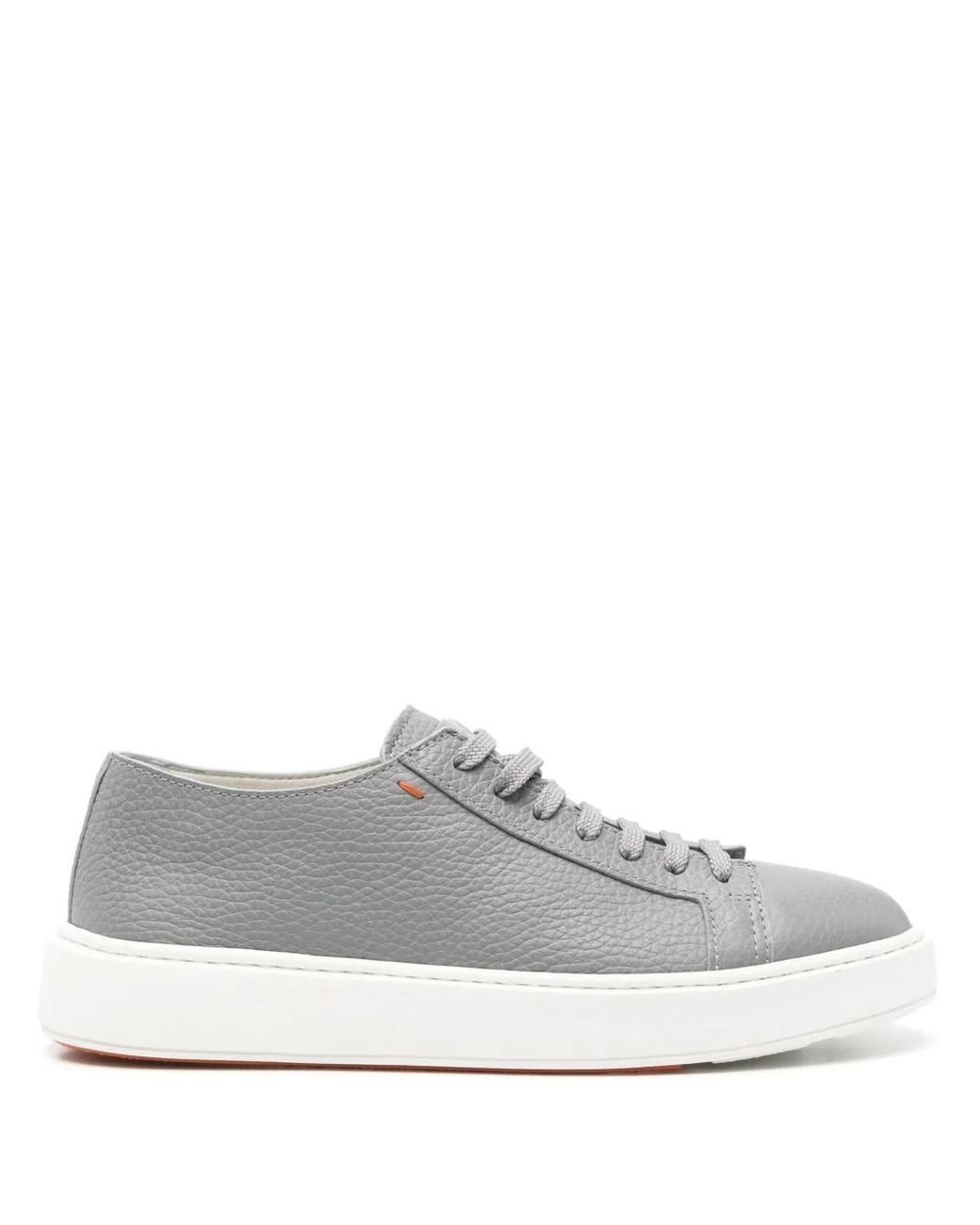 Santoni Leather Sneakers in White for Men | Lyst