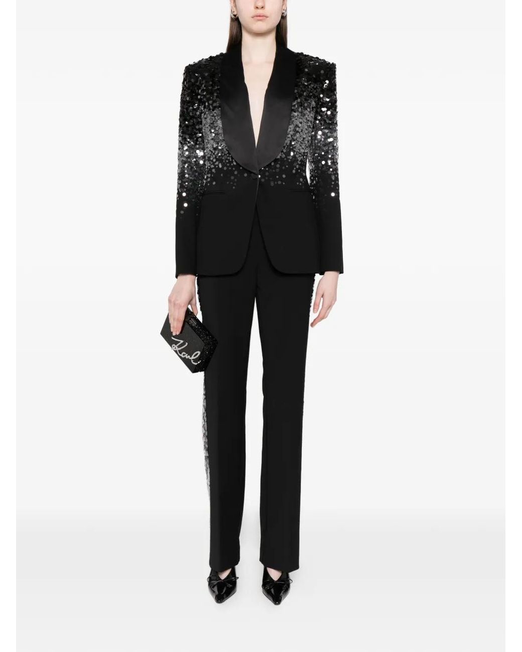 KARL LAGERFELD Karl Studio Degrade Blazer in Black | Lyst