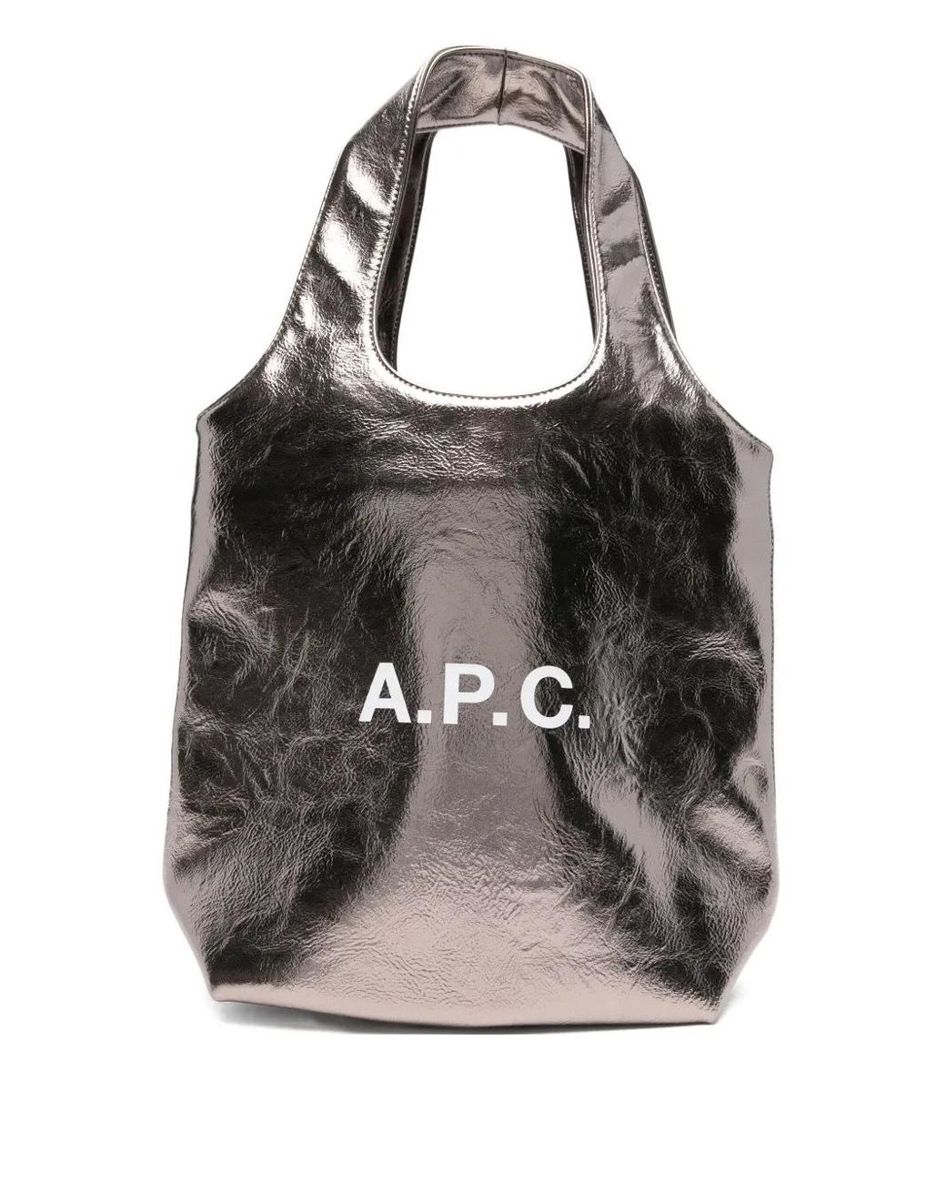A.P.C. Small Ninon Metallic Logo Tote Bag in Black | Lyst UK