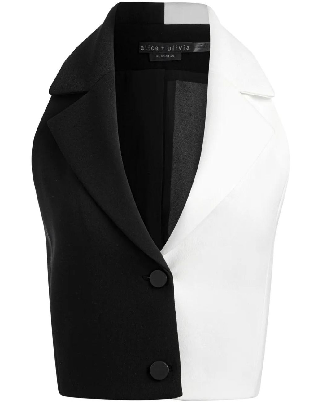 Alice + Olivia Meri Colour-Block Cropped Vest in Black | Lyst