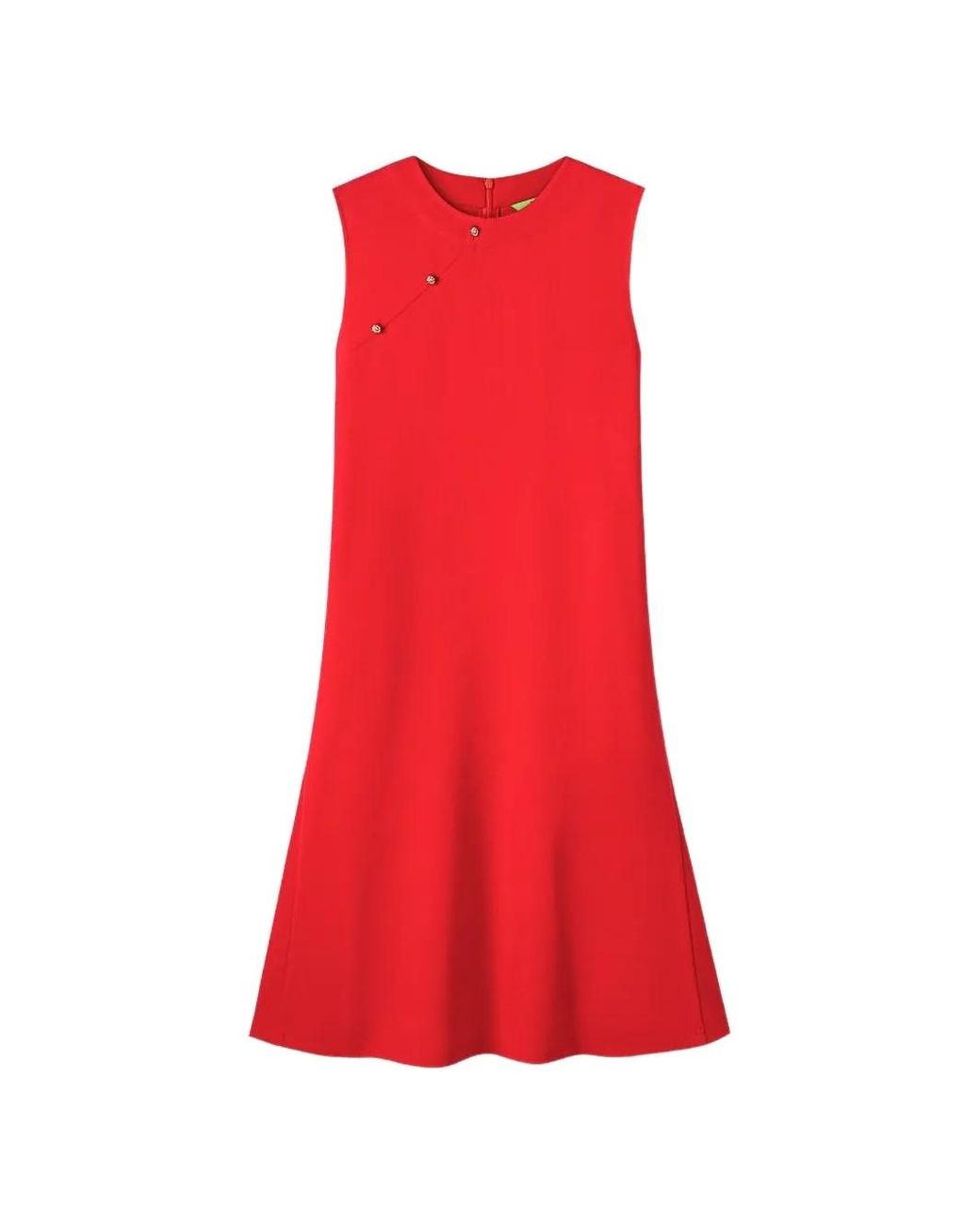 Shanghai Tang Knot-Button Trapeze Mini Dress in Red | Lyst