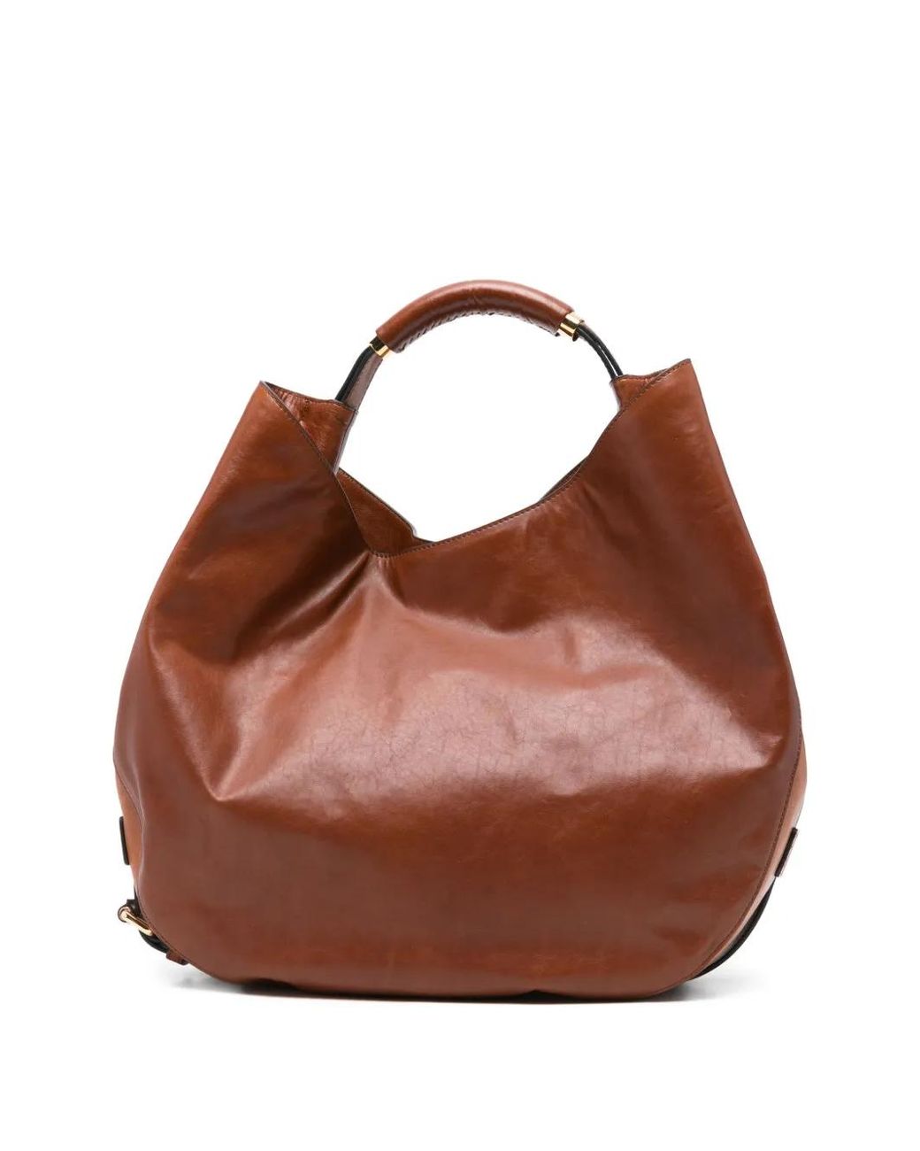 Moschino Handle Leather Shoulder Bag in Brown | Lyst UK