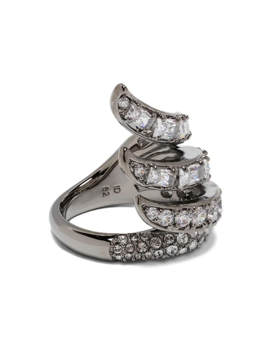 Swarovski Vienna Ruthenium-Plated Swirl Ring in Gray | Lyst