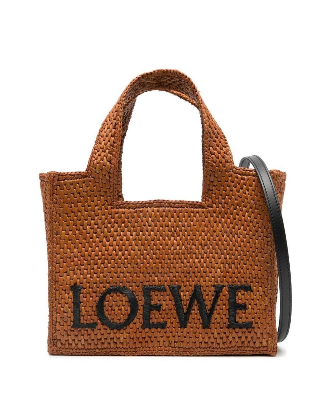 Loewe Font Tote Raffia Tote Bag in Brown | Lyst