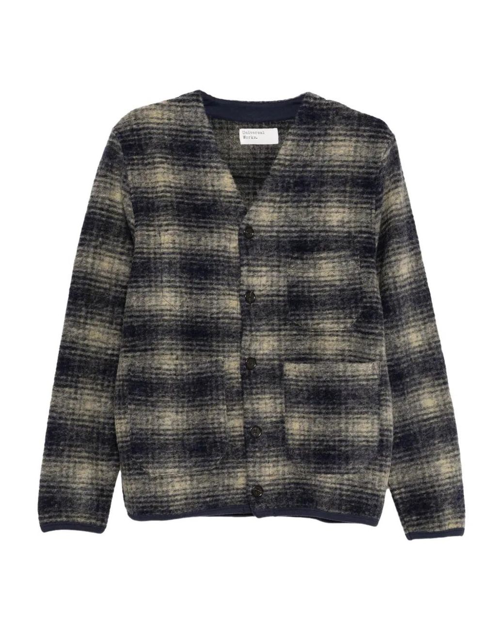 Universal Works Plaid Cardigan in Black for Men | Lyst
