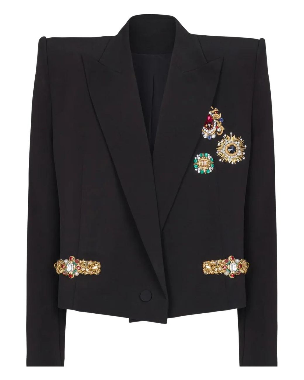 Balmain Embroidered Jacket in Black | Lyst UK