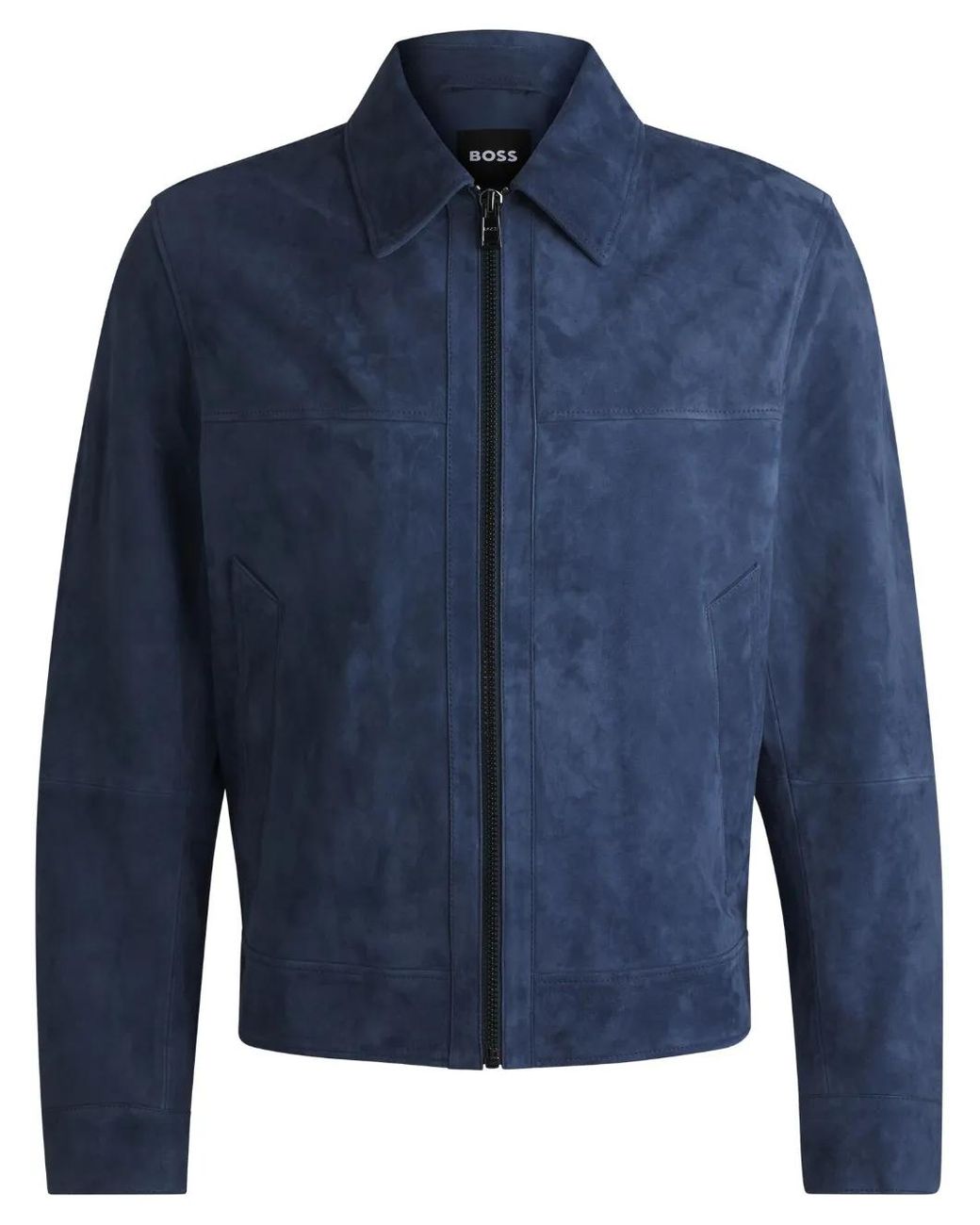 BOSS Suede Jacket in Blue for Men | Lyst