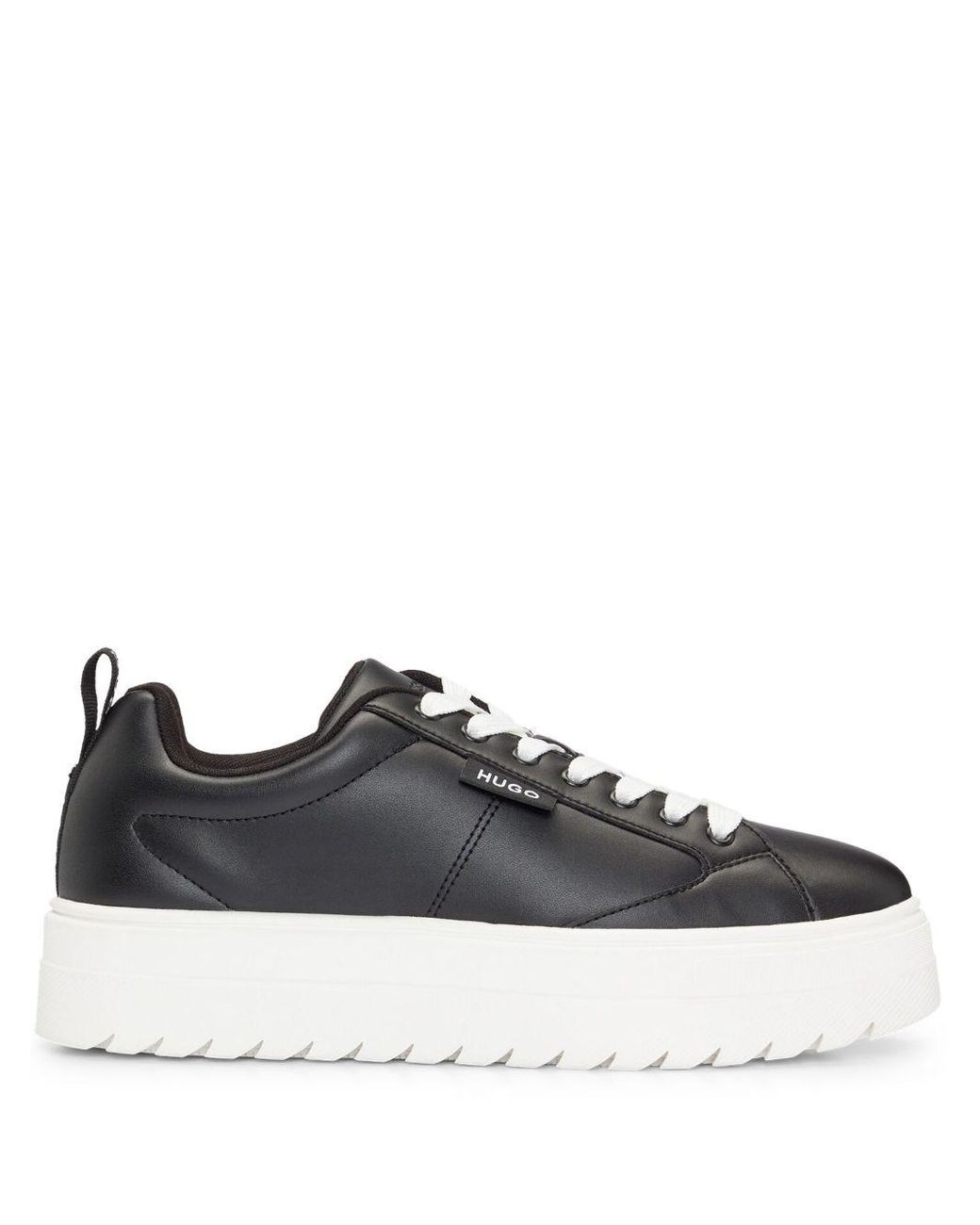HUGO Logo-Patch Platform Sneakers in Black | Lyst