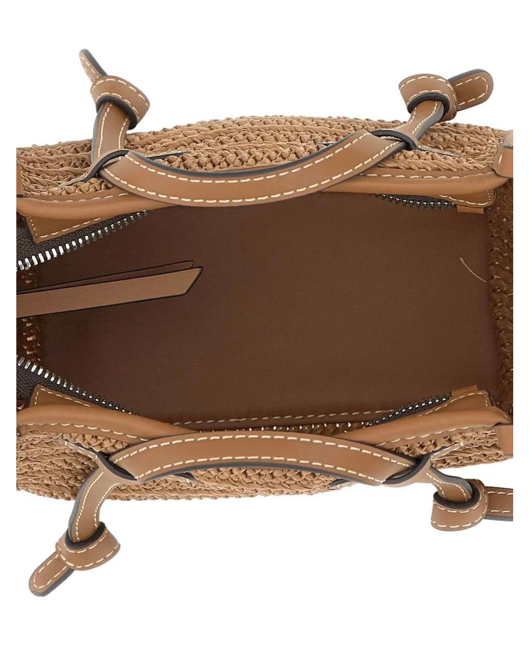 MARCELLA CLUB Miss Marcella Woven Straw Leather Trim Tote Bag in Brown ...