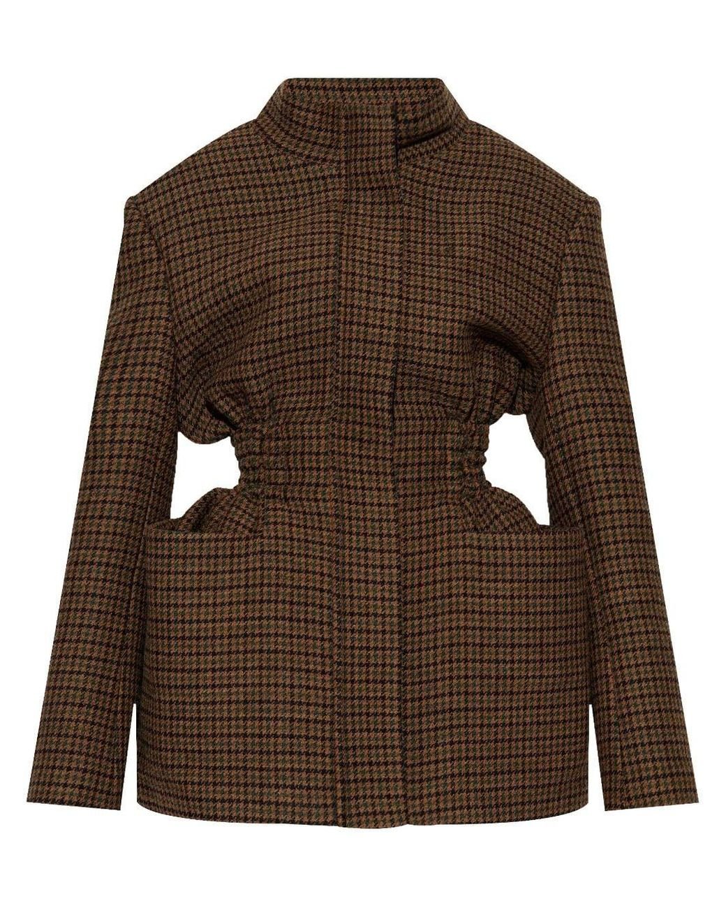 The Mannei Check Pattern Jacket in Brown | Lyst