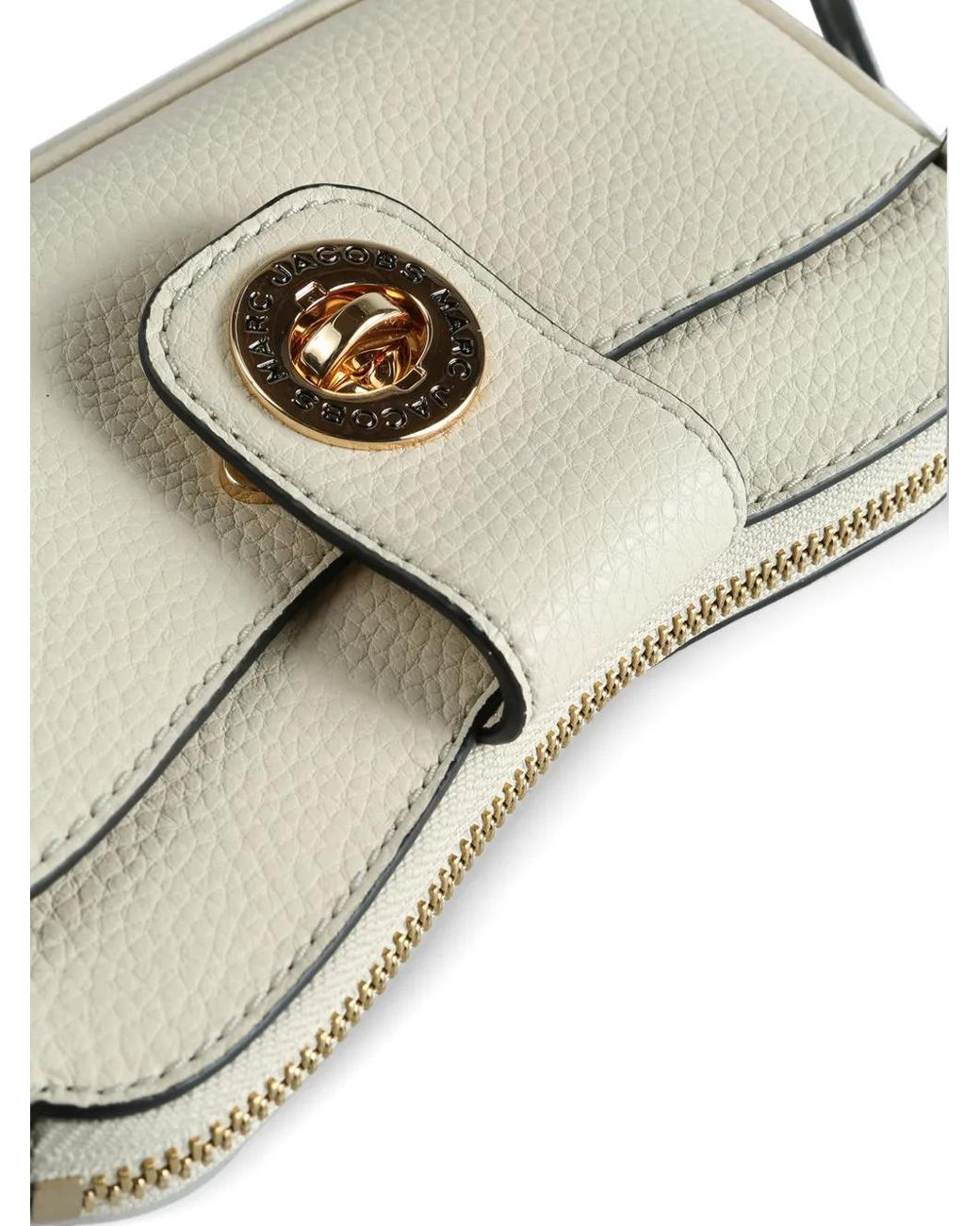 Marc Jacobs Turnlock Leather Clutch Bag in Natural | Lyst