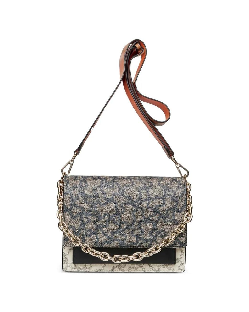 Tous Logo-Pattern Shoulder Bag in Gray | Lyst