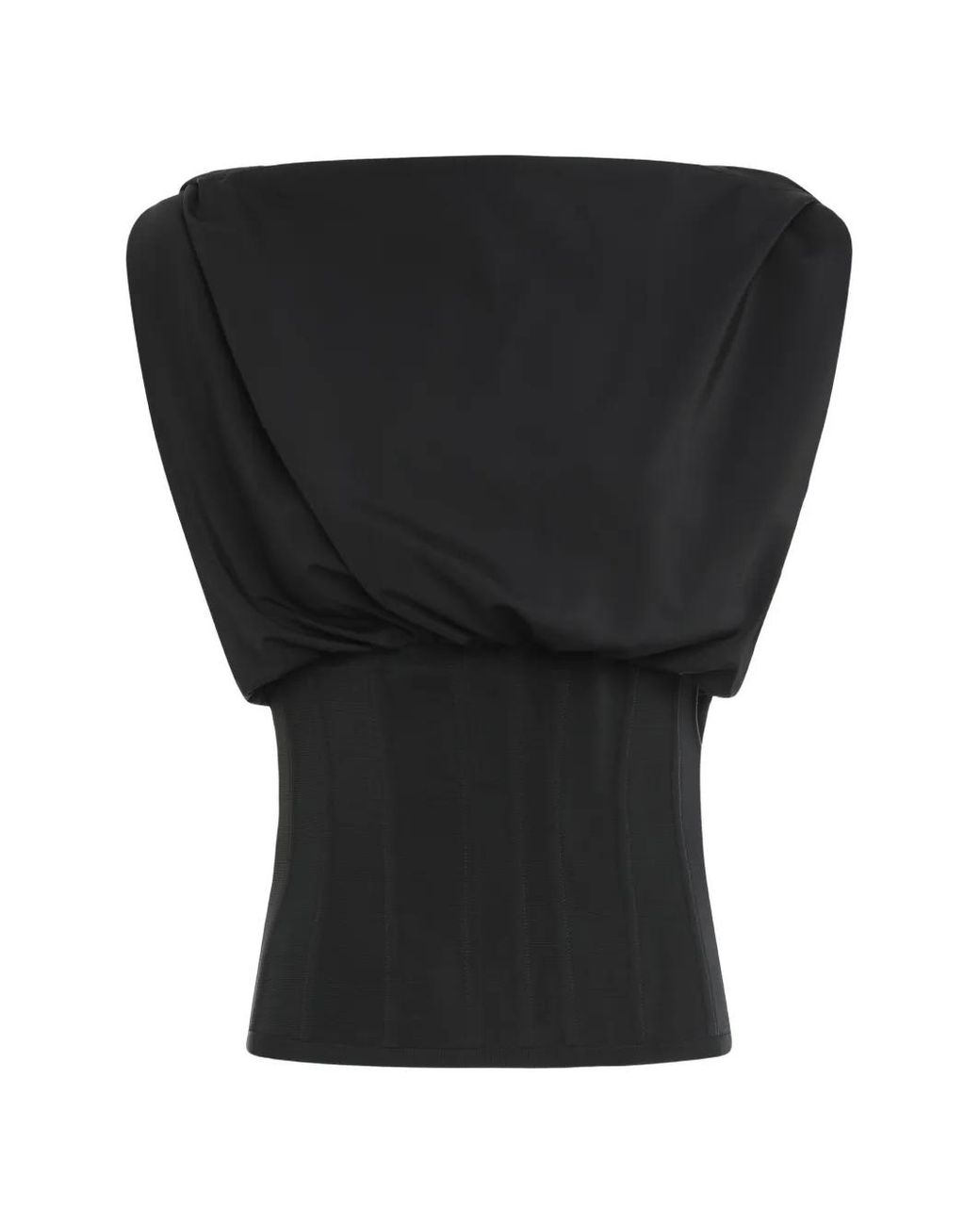 FROLOV Draped-Detail Corset Top in Black | Lyst