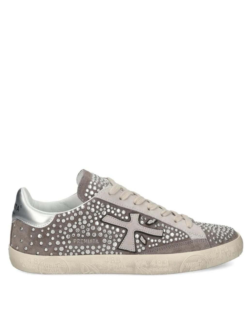 Premiata Steven Studded Sneakers in White | Lyst UK
