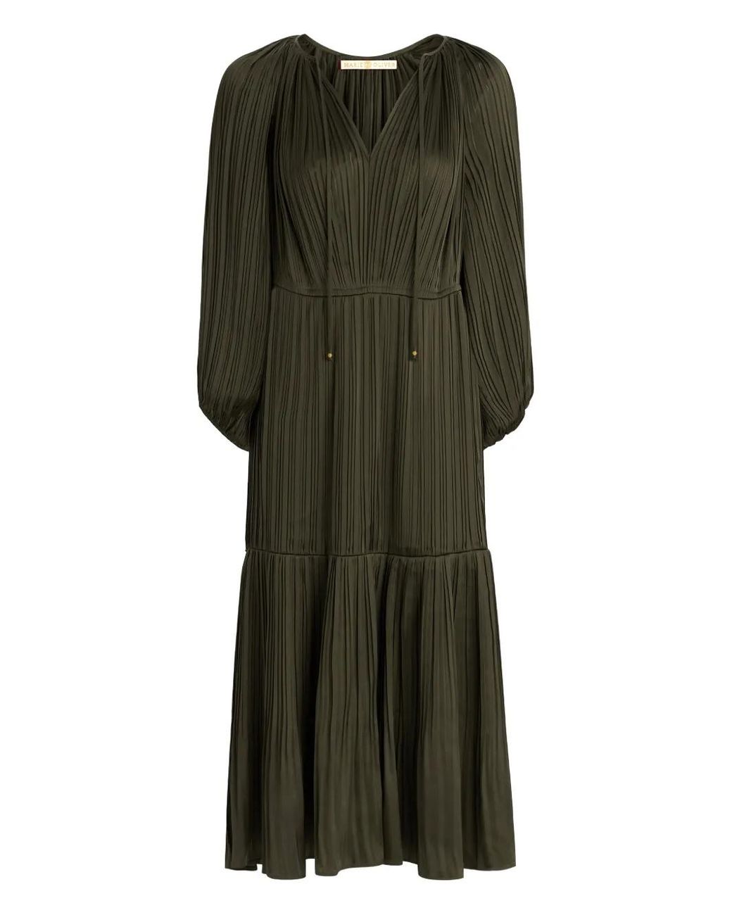Marie Oliver Perrin Pleated Dress in Green | Lyst