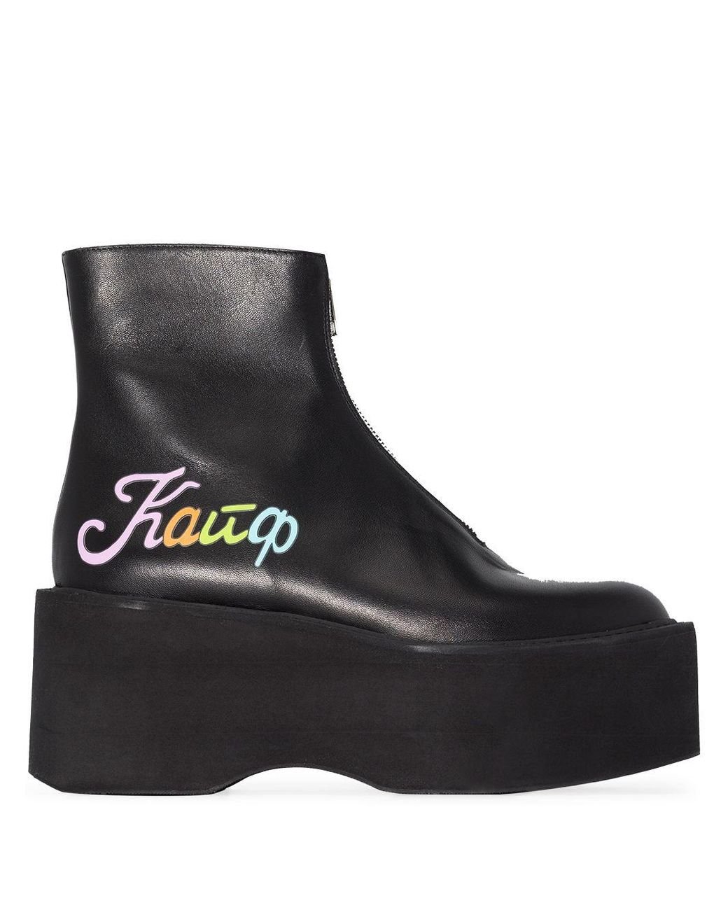 Natasha Zinko Leather Kaif Flatform Ankle Boots in Black - Lyst
