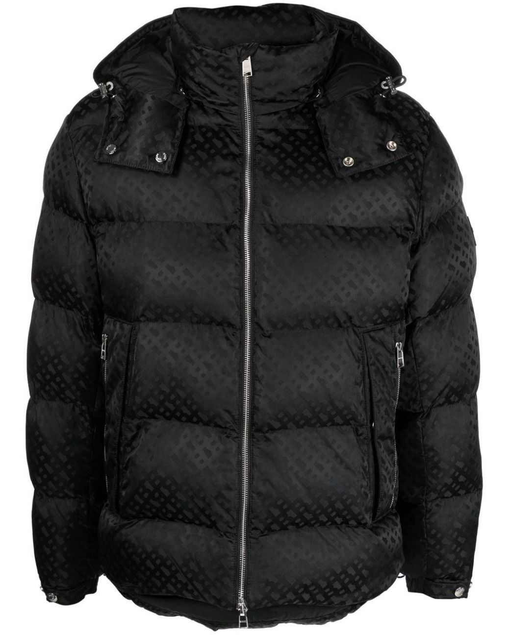 BOSS Monogram-jacquard Quilted Puffer Jacket in Black for Men | Lyst Canada