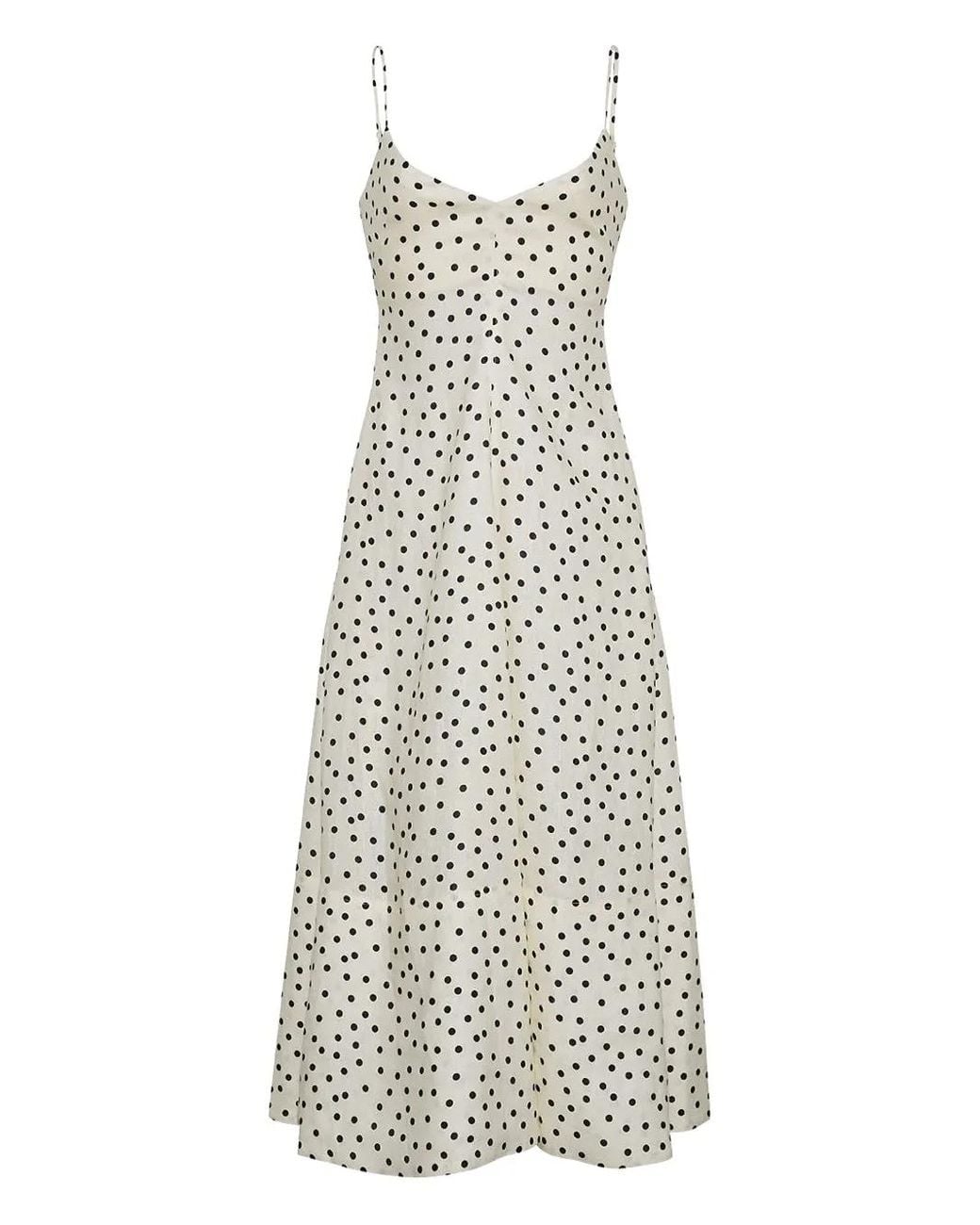 Cara Cara Polka-Dot Midi Dress in White | Lyst