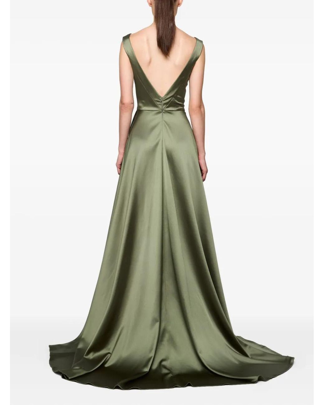 Atu Body Couture V-Back Satin Gown in Green | Lyst