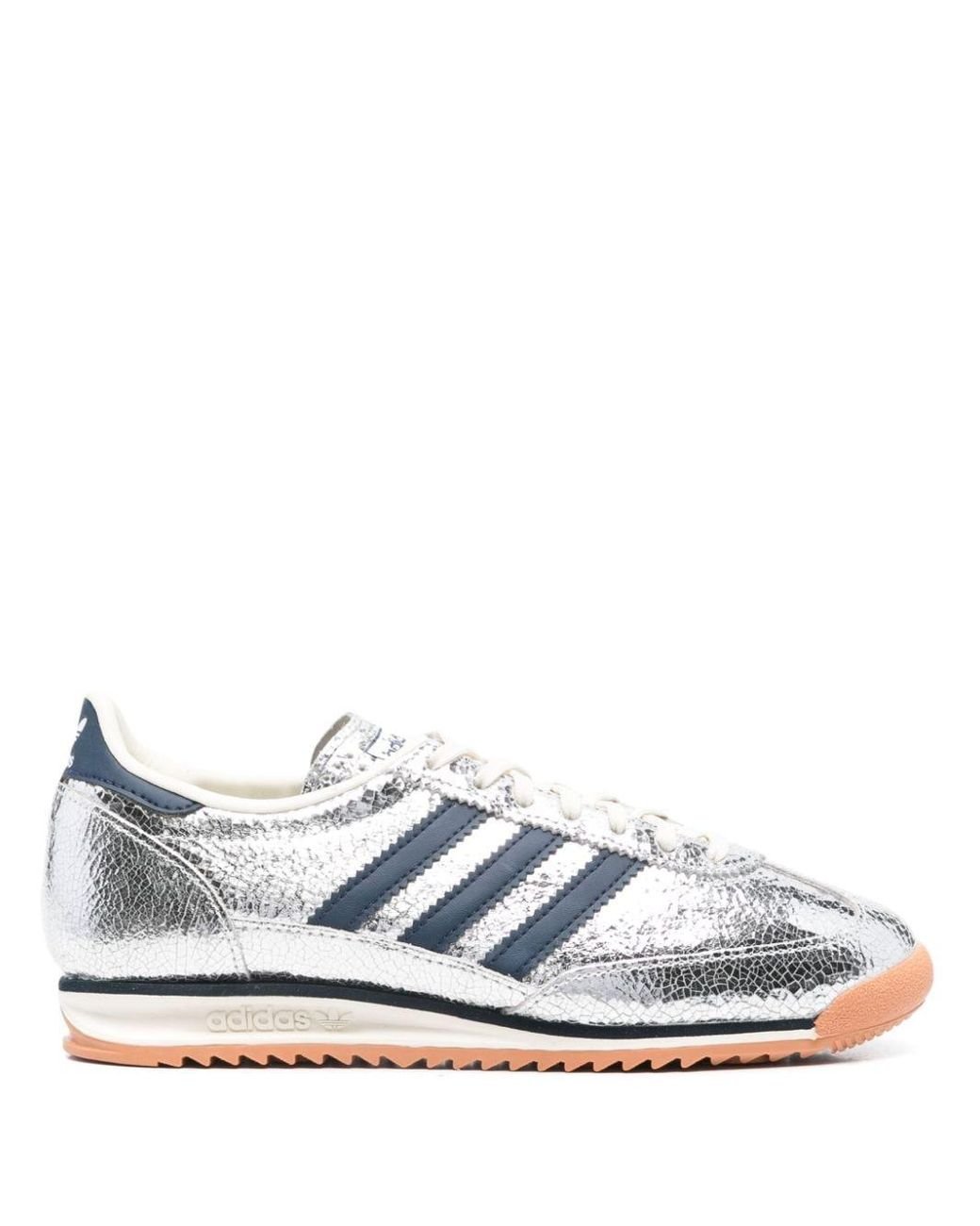 adidas Metallic Pebbled Leather Lace-Up Sneakers in White | Lyst UK