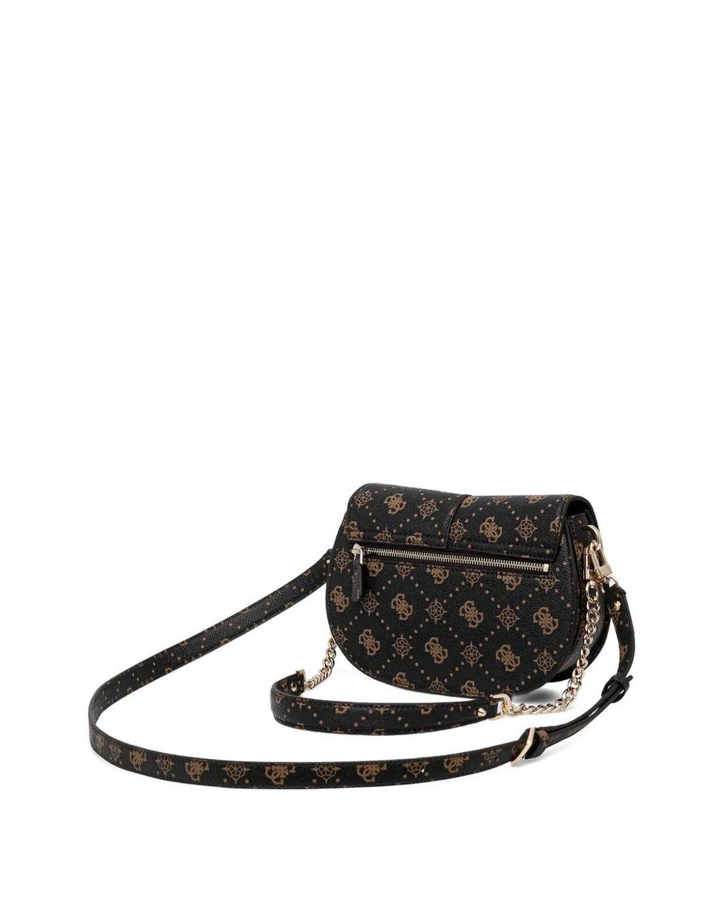 Guess Carrie Monogram Chain Cross Body Bag in Black | Lyst