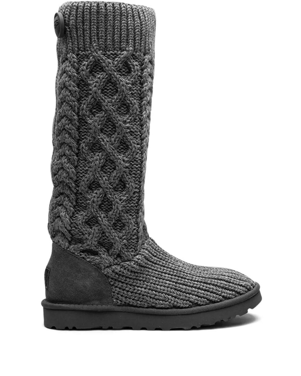 UGG Classic Cardi Cabled Knit Boots in Black | Lyst