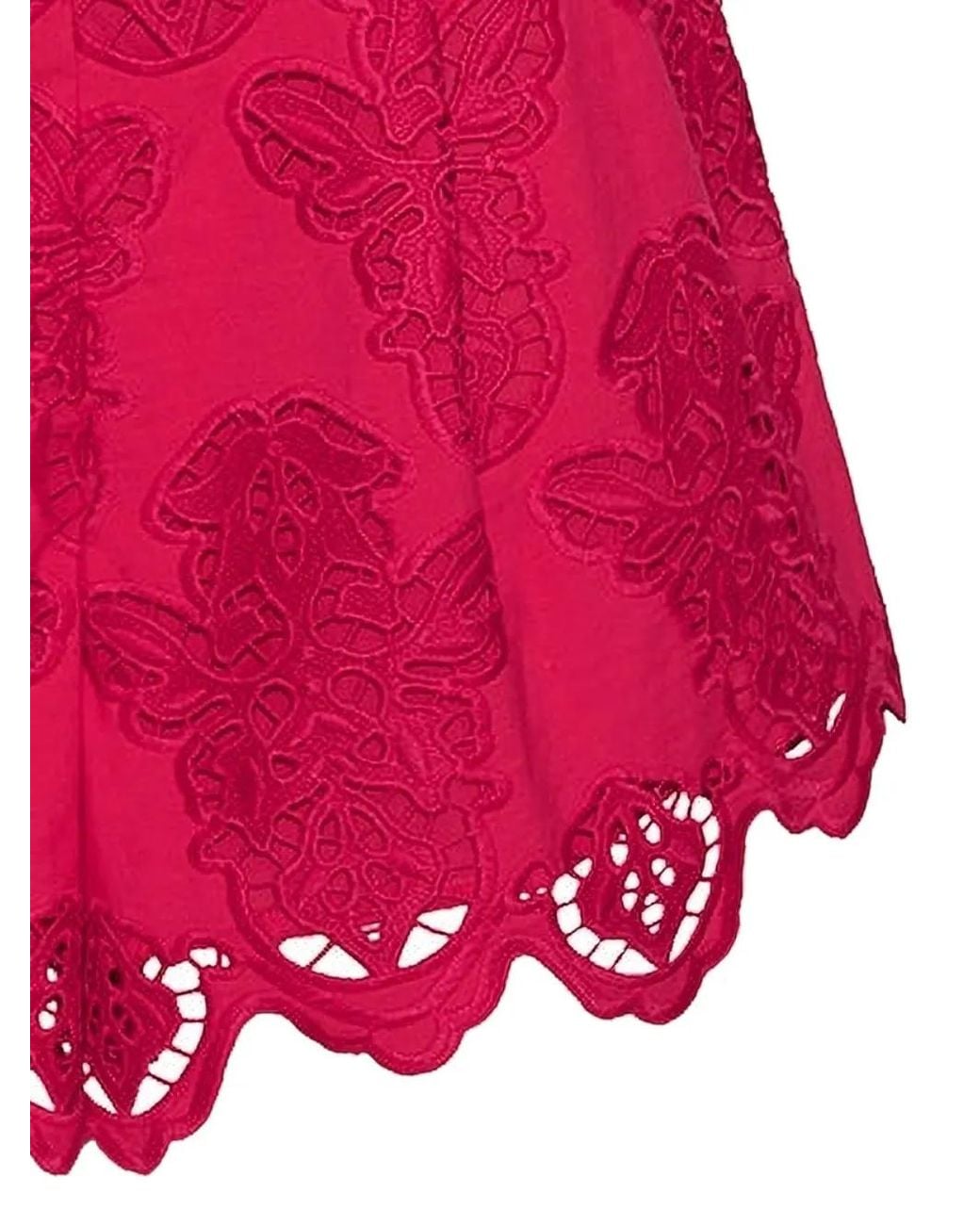 Cara Cara Trish Eyelet-Detail Shorts in Red | Lyst