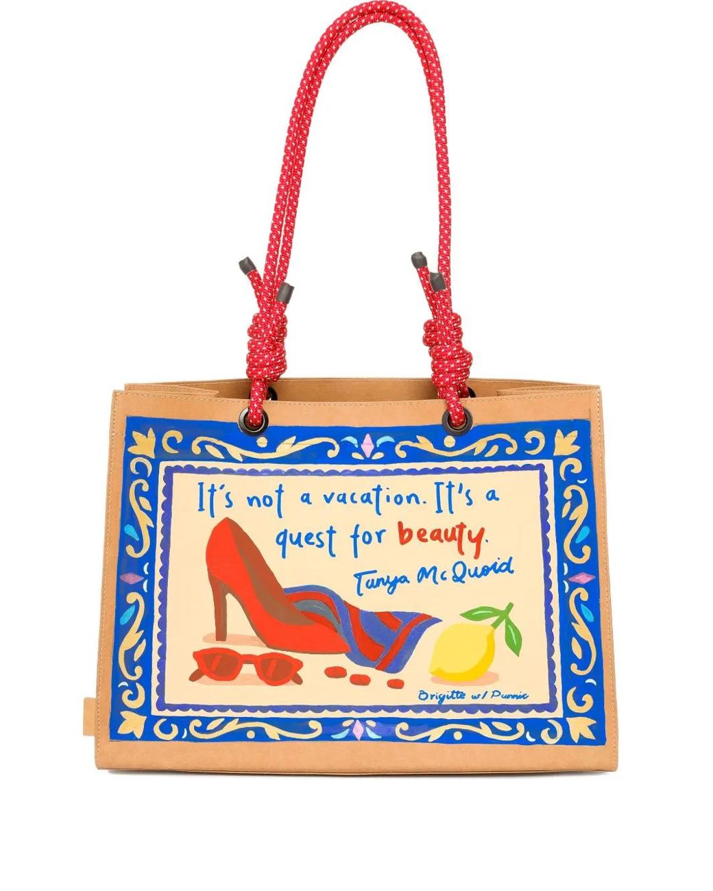 Brigitte Bardot Hand-Painted Rope-Handle Bag in Red | Lyst